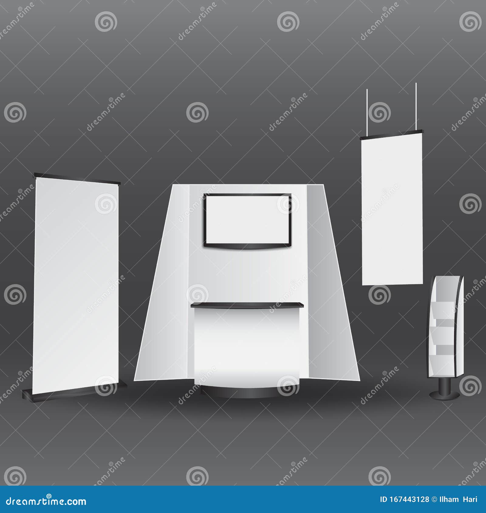 Exhibition Booth or Counter Promotion with Wall from Front View Stock ...