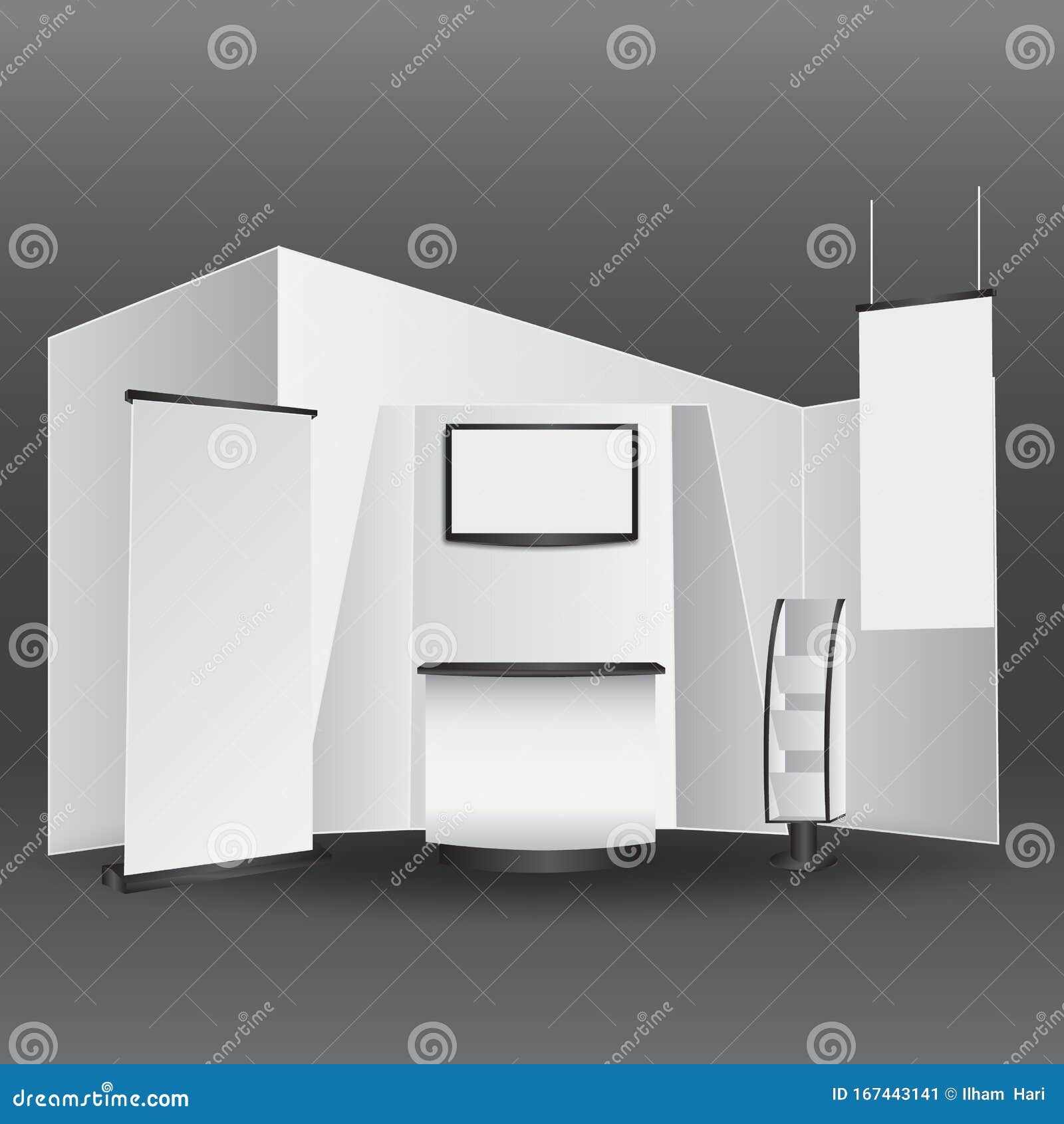 Exhibition Booth or Counter Promotion with Wall from Front View Stock ...