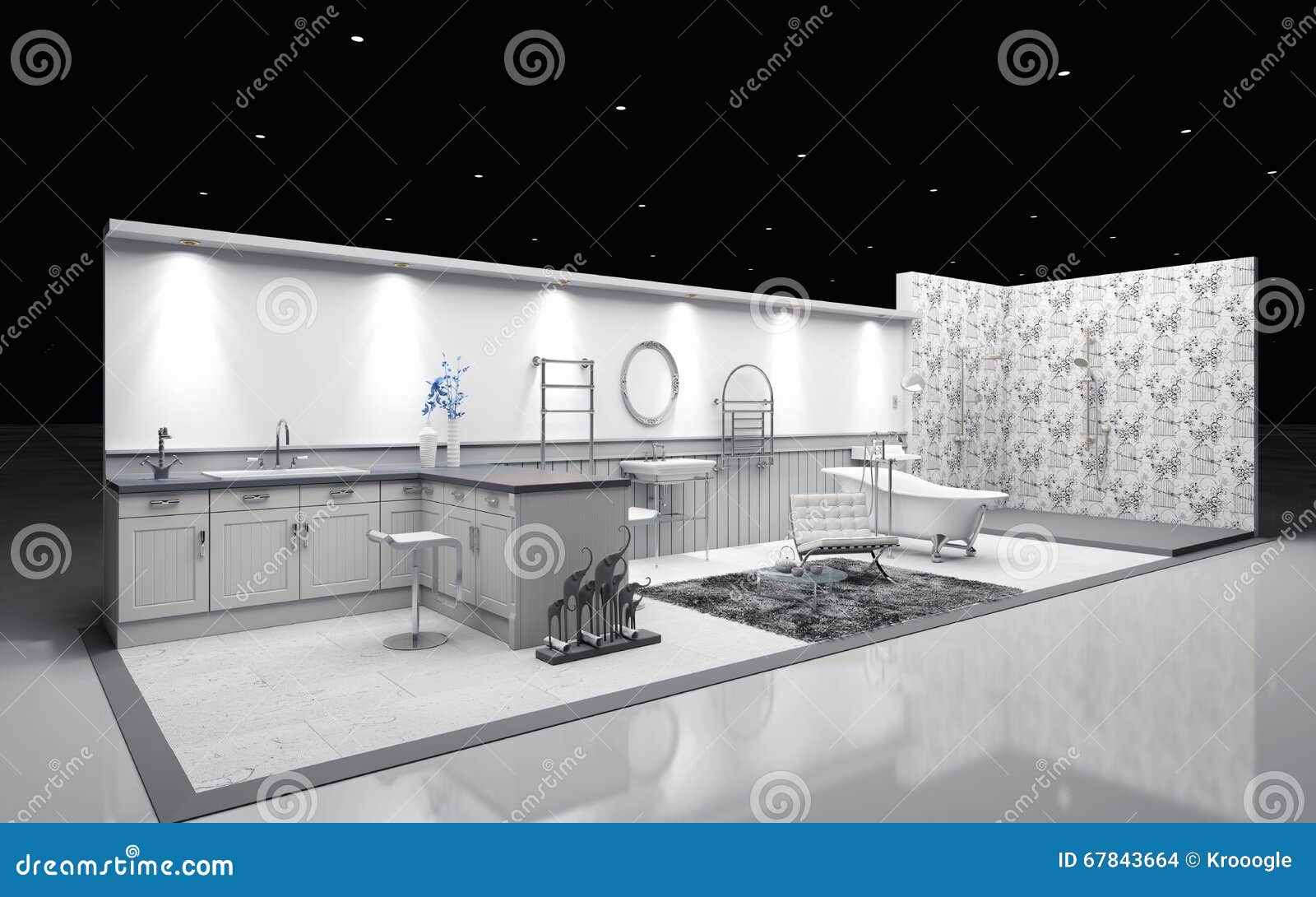 Exhibition Booth 3d Rendering Stock Illustration - Illustration of ...