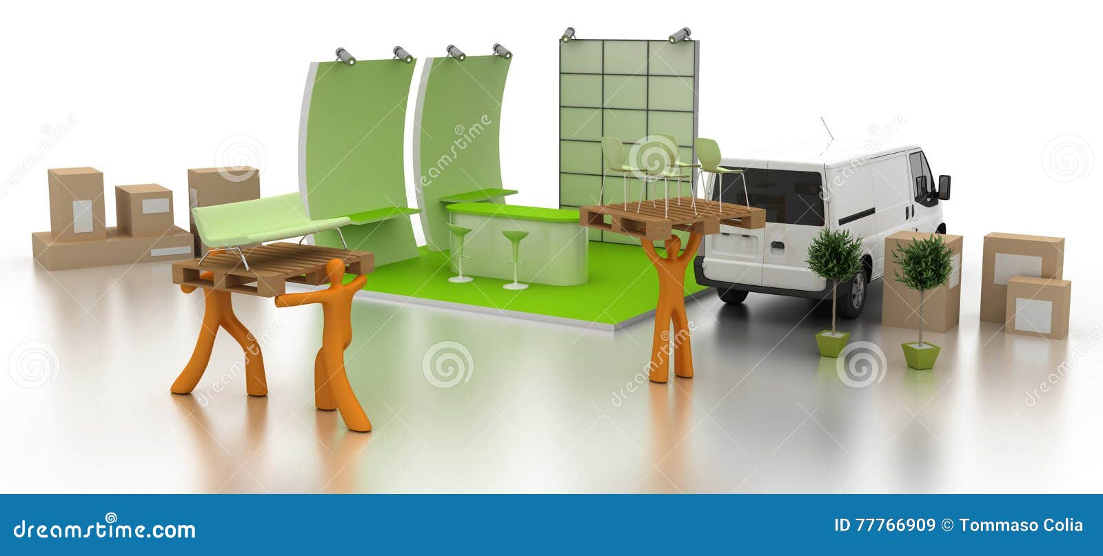 Exhibition booth set up stock illustration. Illustration of ship - 77766909