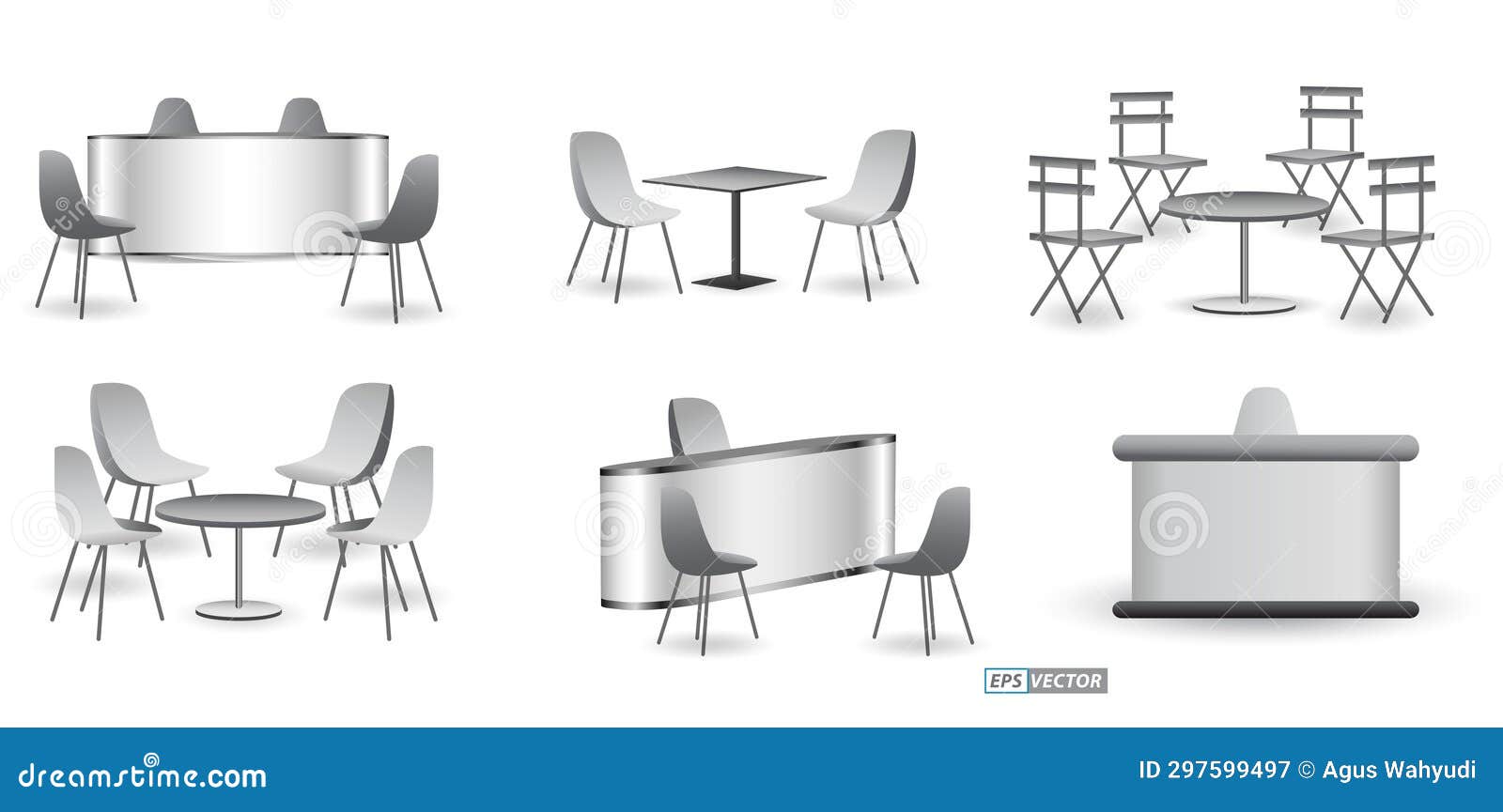 Set Of Realistic Trade Exhibition Chair And Table Or White Blank ...