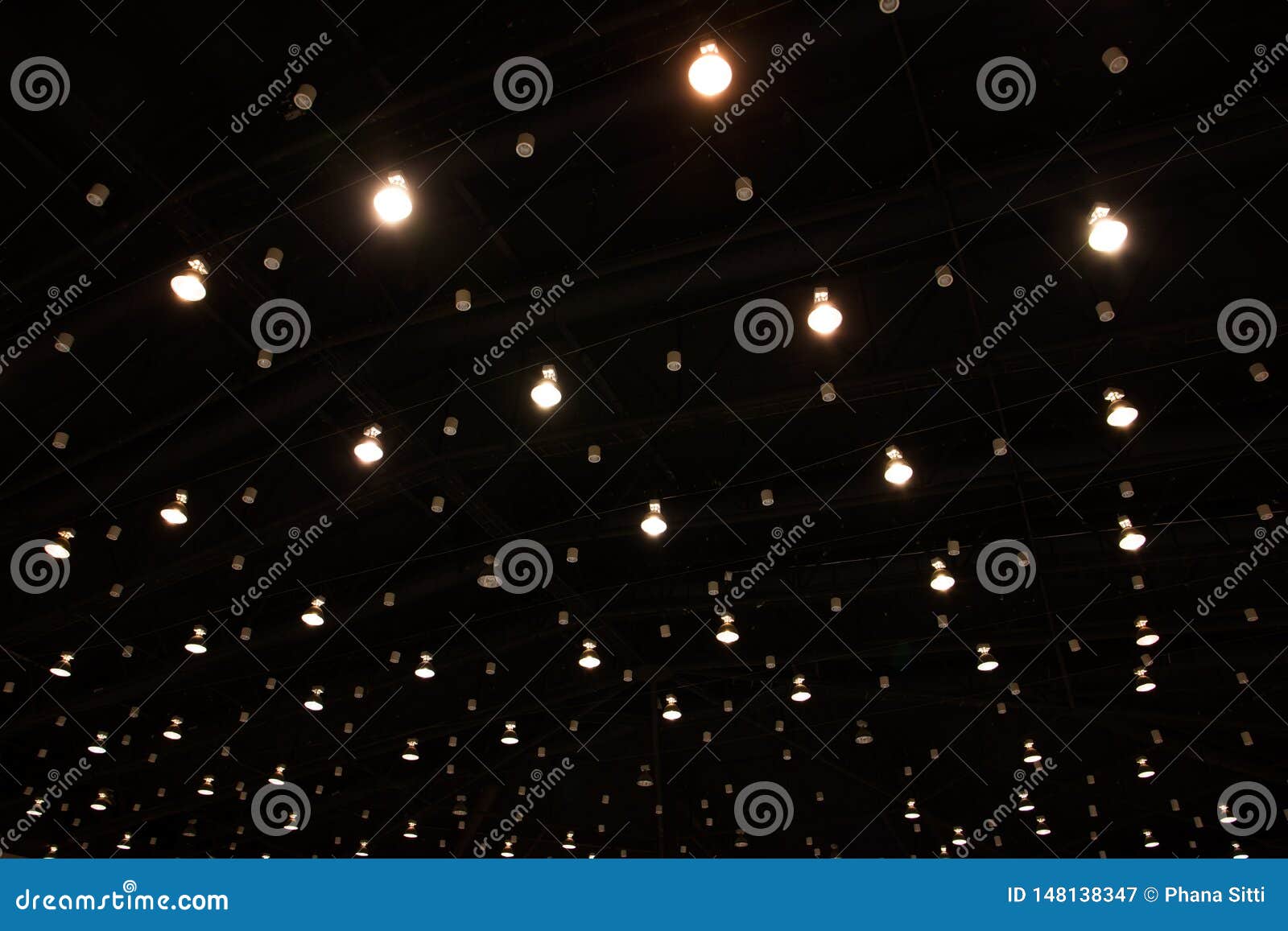 Exhibition Hall with Ceiling Lights Background Stock Image - Image of ...