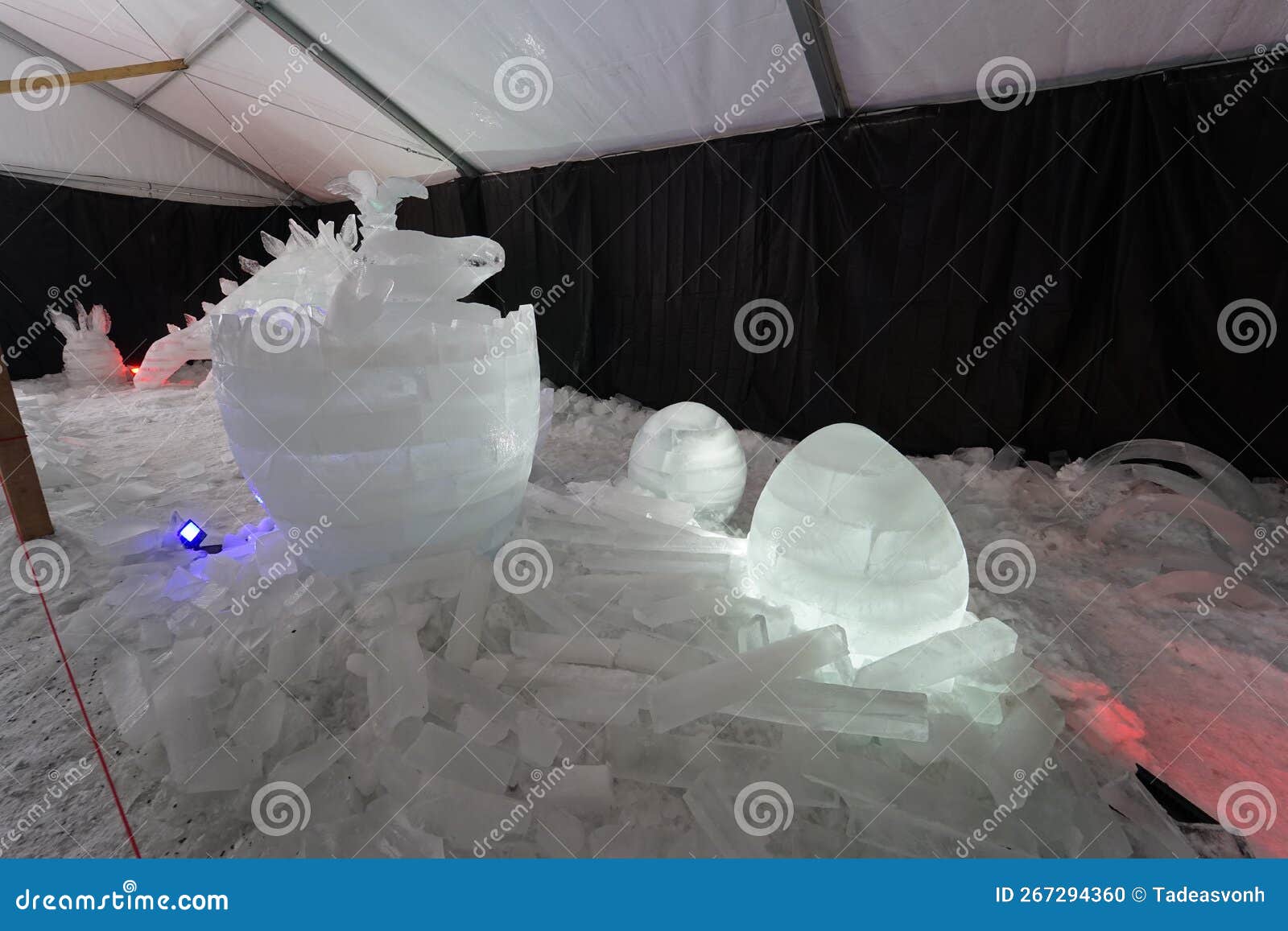 An Exhibition of Ice Sculptures with a Dinosaur Theme 6 Stock Photo ...