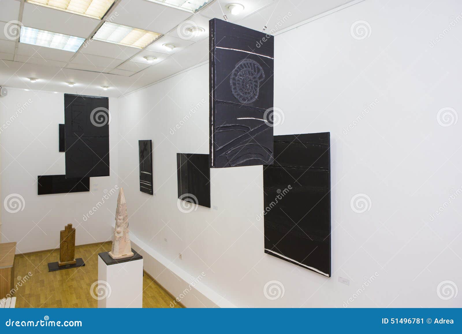 Paintings and a Sculpture at an Art Exhibition Editorial Photo - Image ...