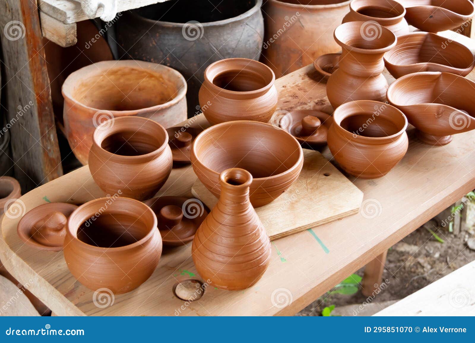Exhibition of Pottery. Pottery. Set of Clay Pots. the Ancient Art of ...