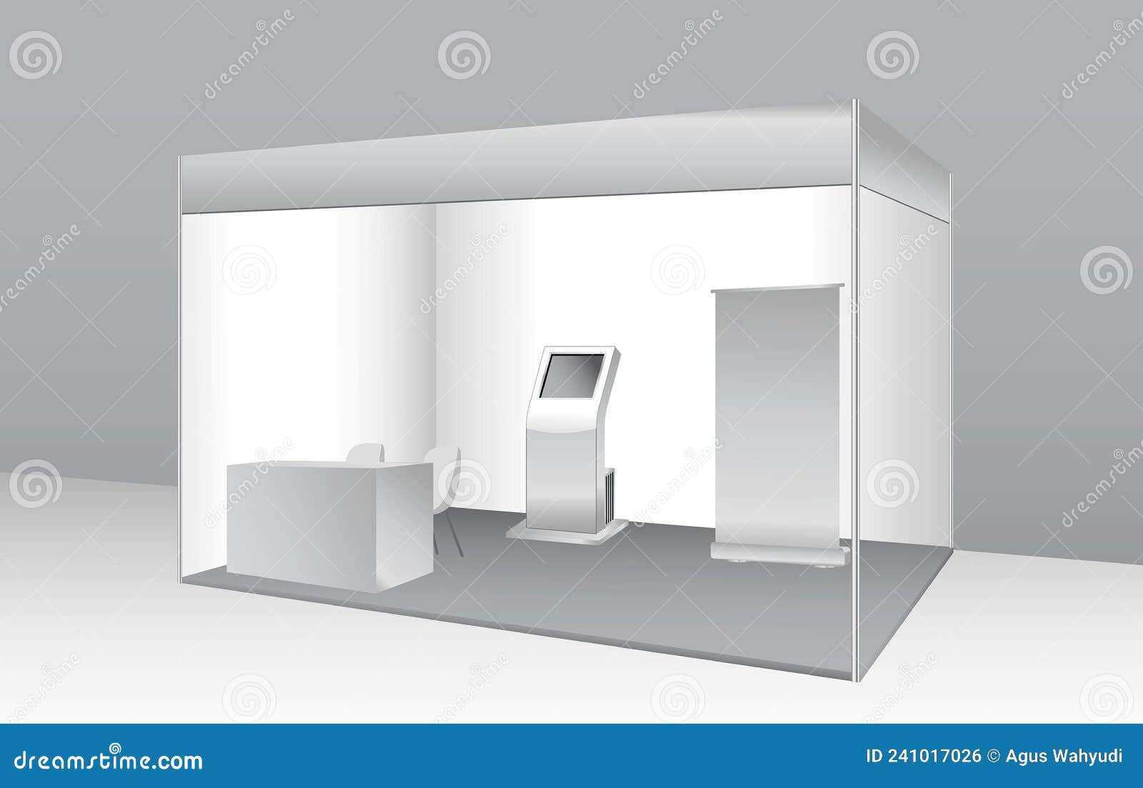 Set of Realistic Trade Exhibition Stand or White Blank Exhibition Kiosk ...