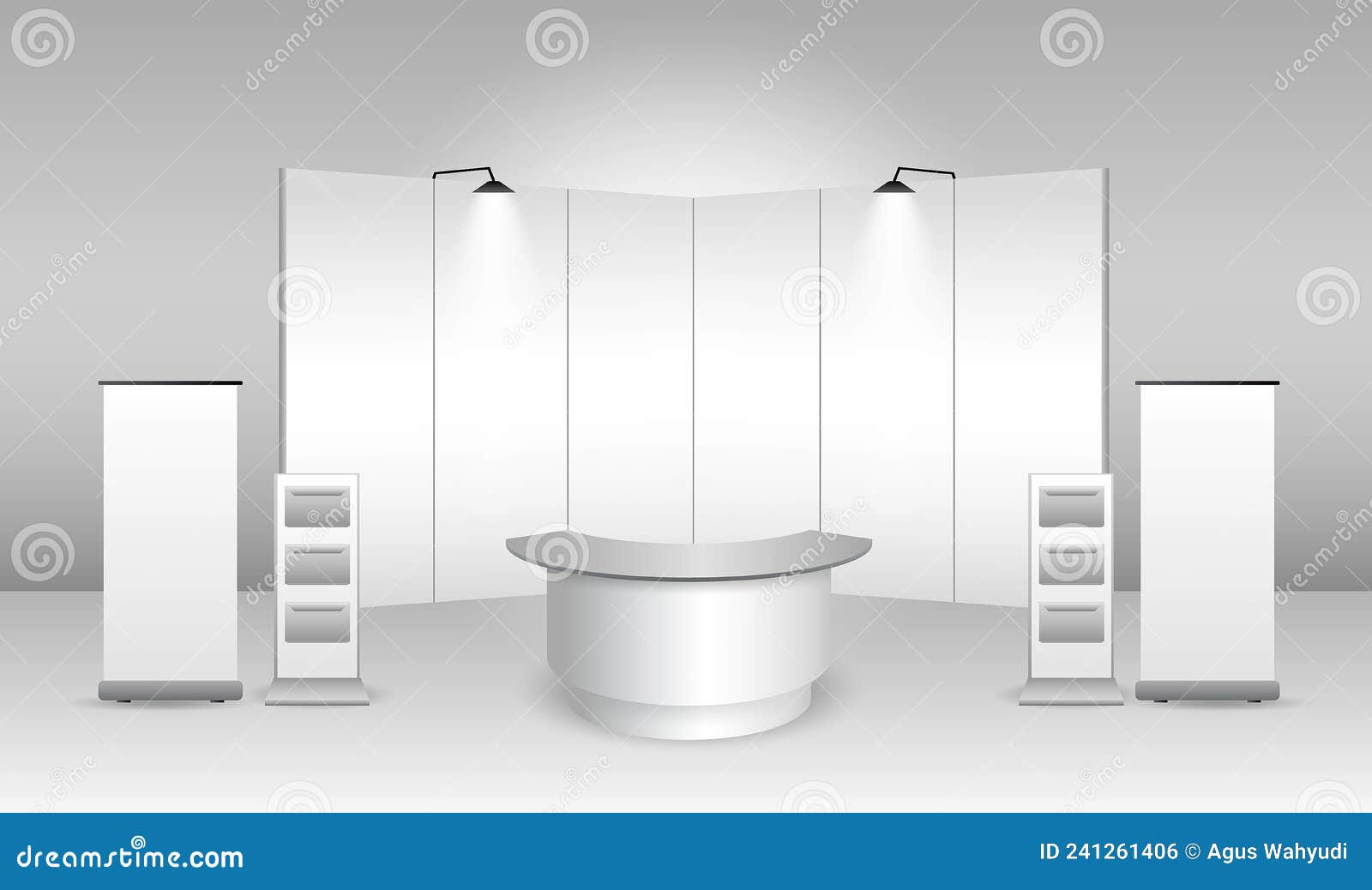 Set Of Realistic Trade Exhibition Stand Or White Blank Exhibition Kiosk ...