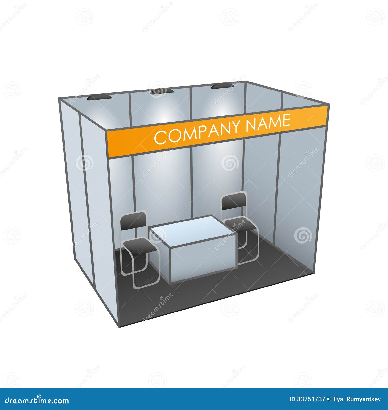 Exhibition Stand with Table and Chairs. Booth Template Stock Vector ...