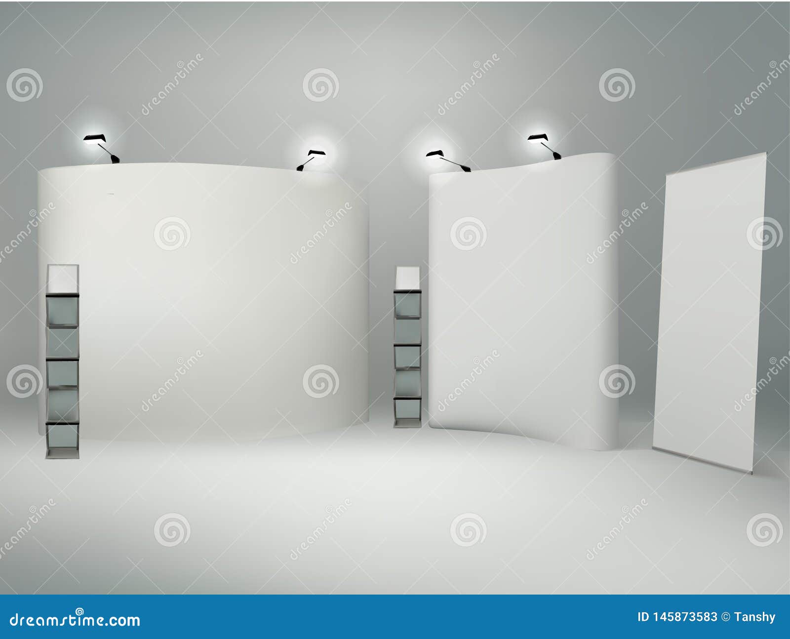 Exhibition Stands 3d Rendering Exhibition Expo Vector Set Stock Vector ...