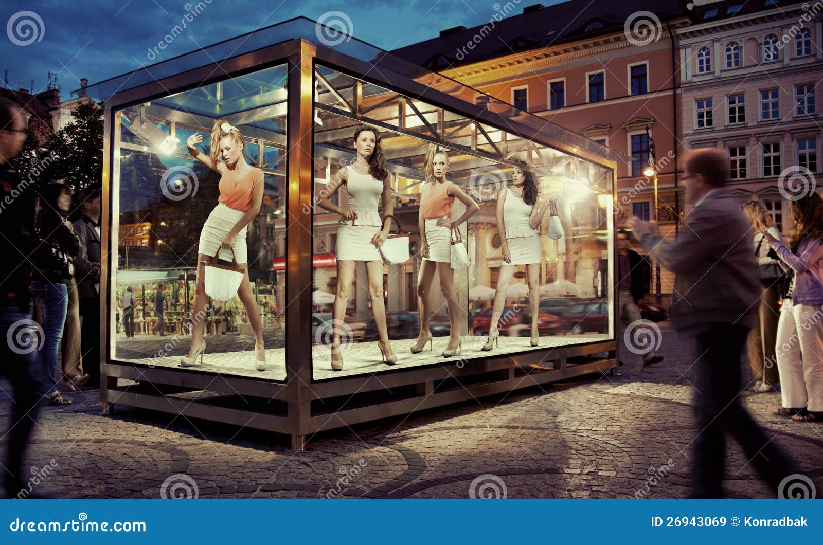 Exhibition Window in a City Center Stock Image - Image of pleasure ...