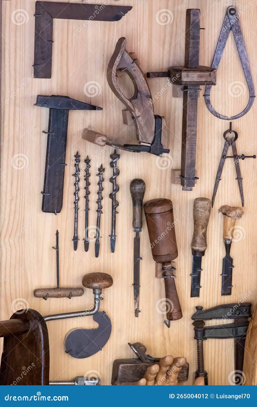 Exhibitor with Various Tools for Working with Wood in an Artisanal Way ...