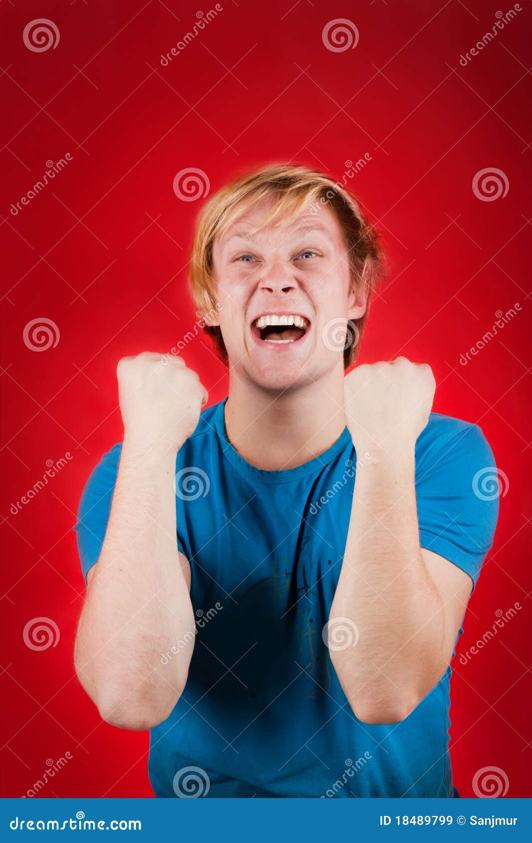 Exhilarated young man stock image. Image of closeup, expressive - 18489799