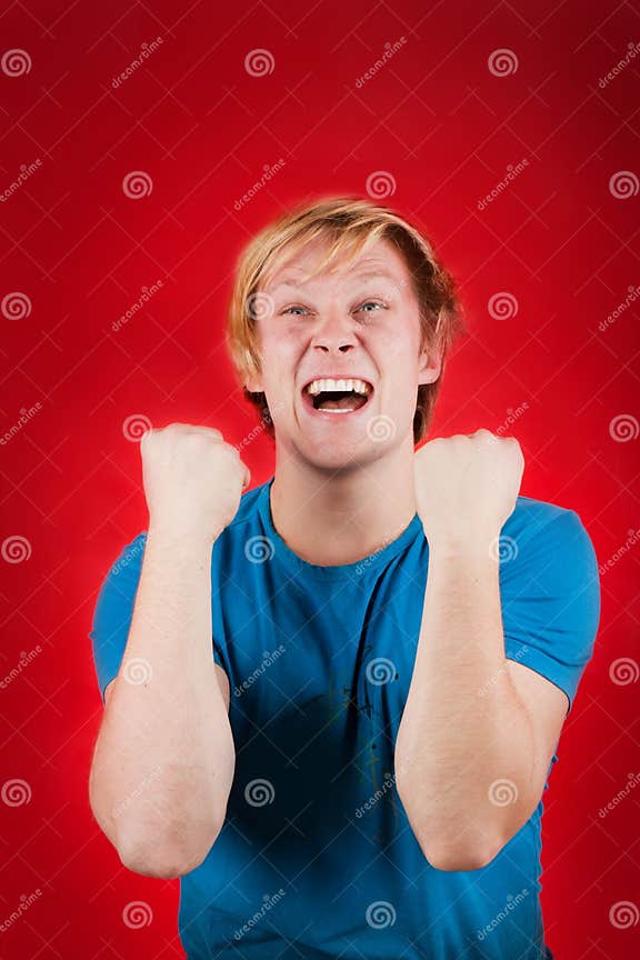 Exhilarated young man stock image. Image of closeup, expressive - 18489799