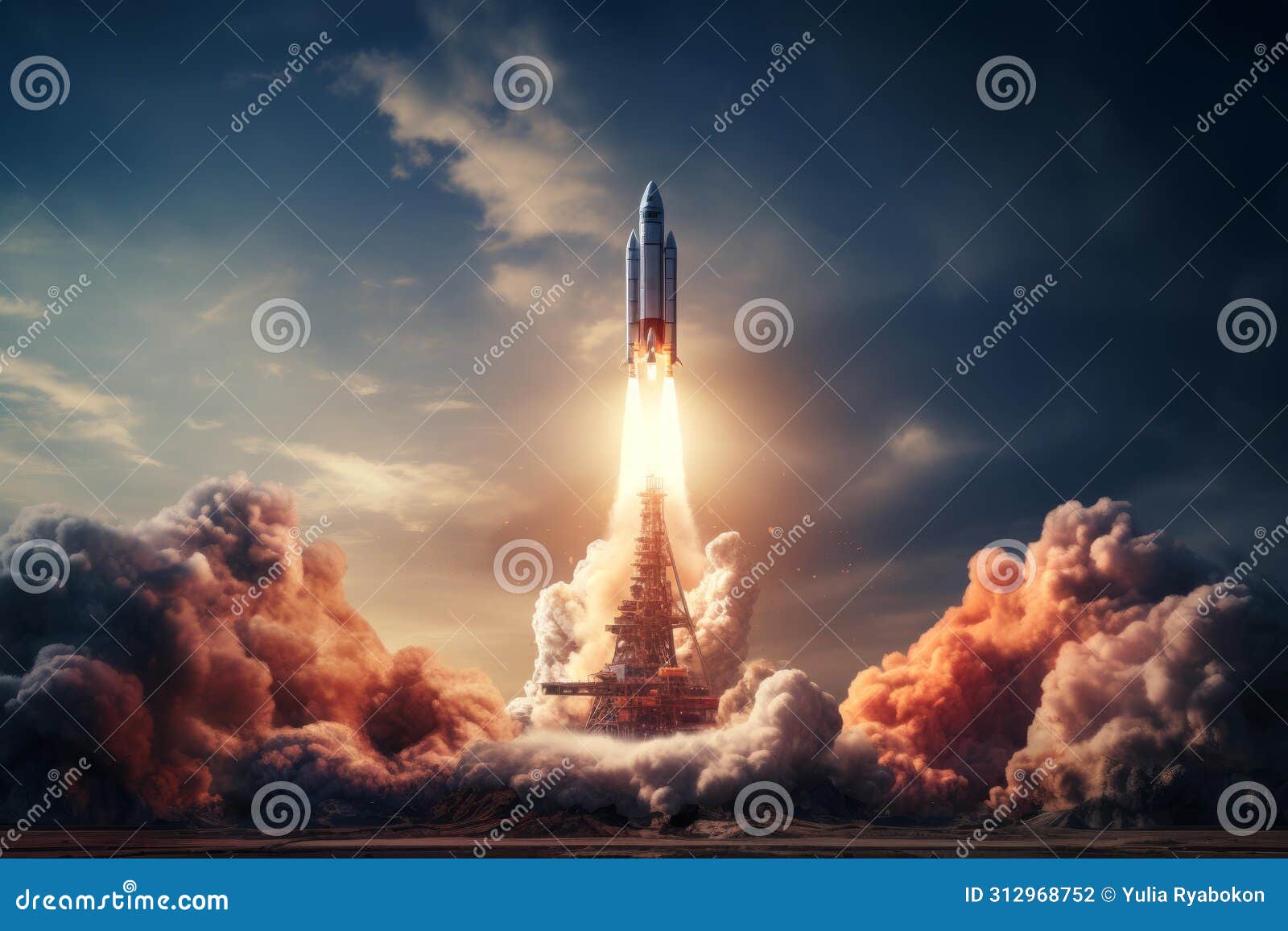 Exhilarating Rocket Launch Takeoff Dramatic. Generate Ai Stock Photo ...