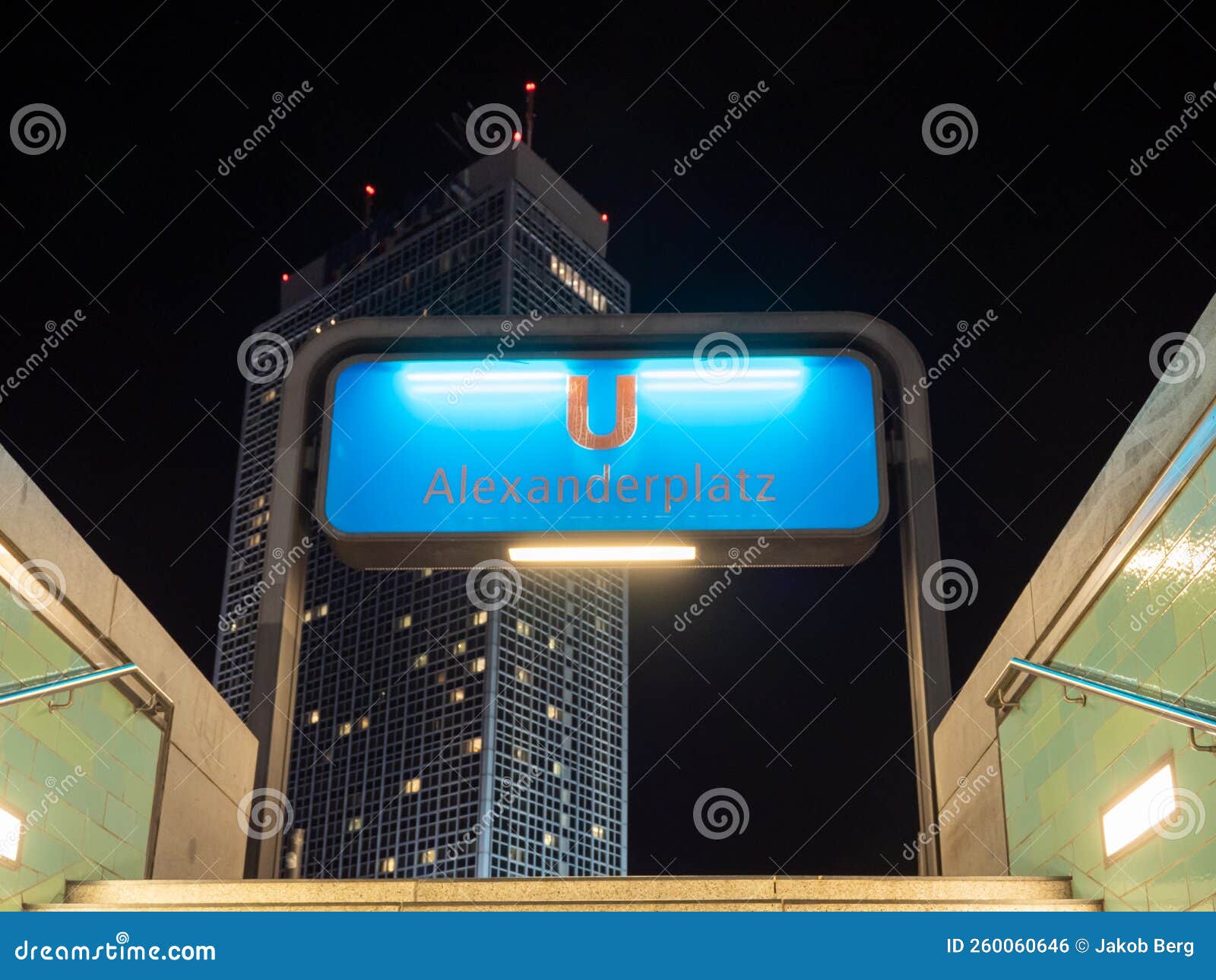 Exit from Alexanderplatz Subway at Night. Subway in Berlin at Night ...