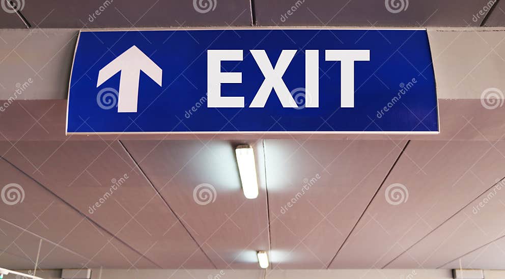 Exit Sign - Blue Metallic Board Stock Photo - Image of forbid, exit ...