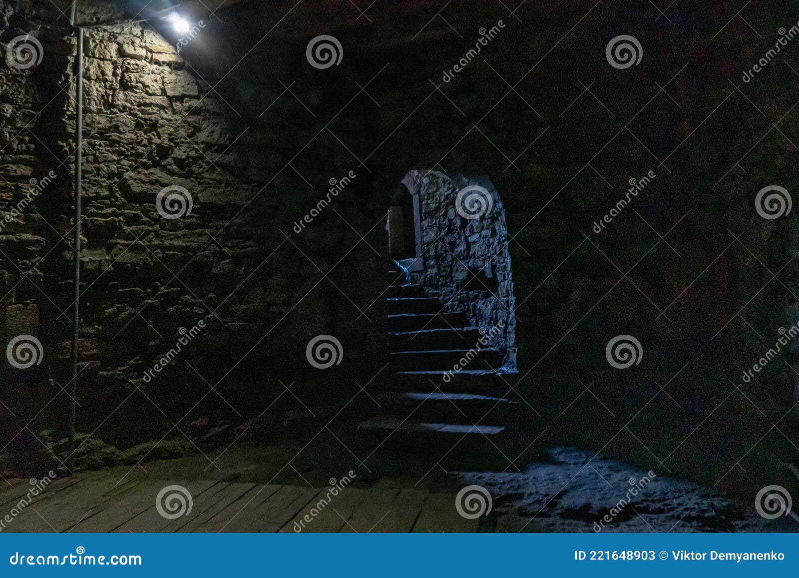 Exit from the Castle in a Dark Room Stock Image - Image of blue ...