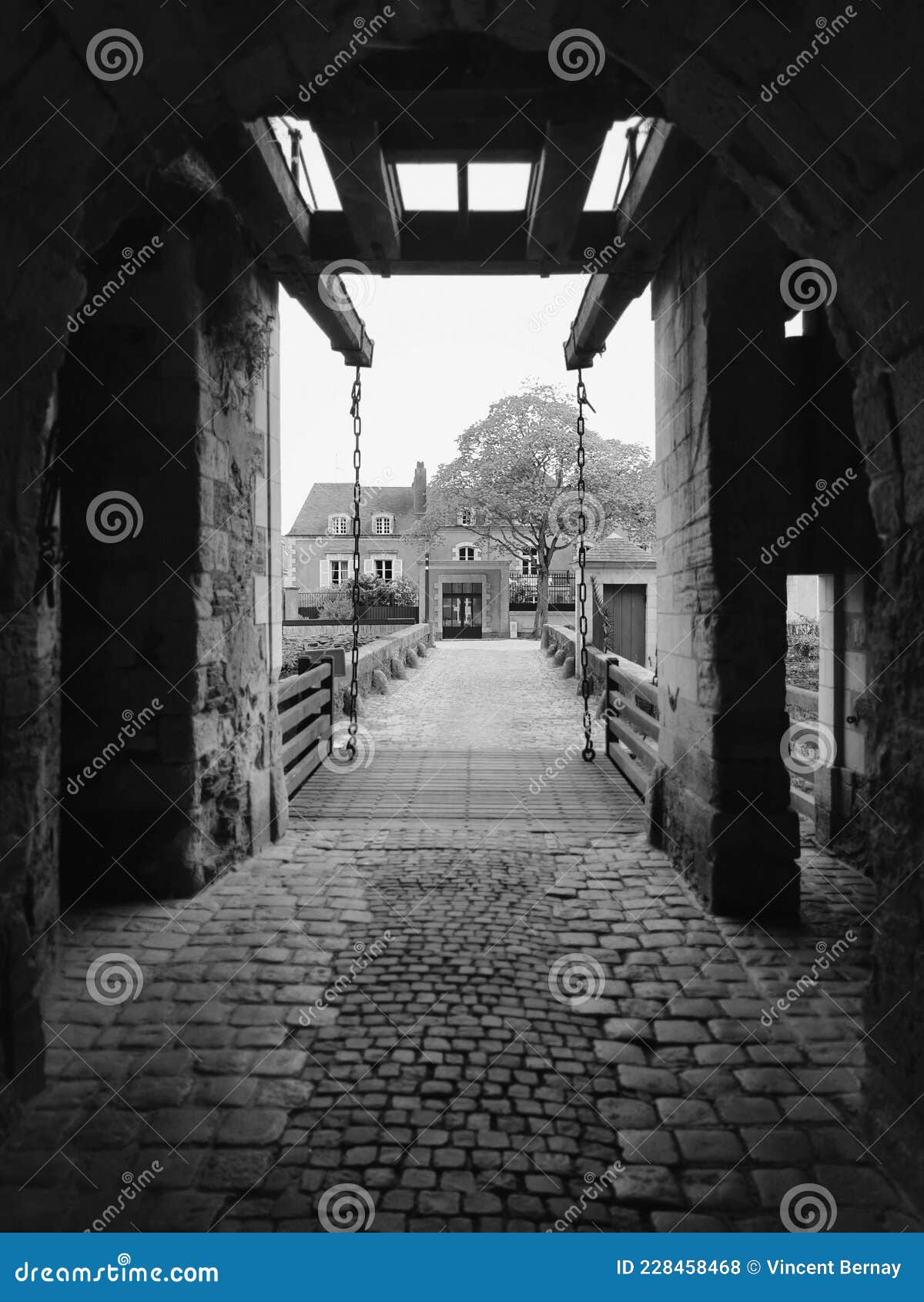 The Exit of a Castle with the Drawbridge Stock Photo - Image of ...