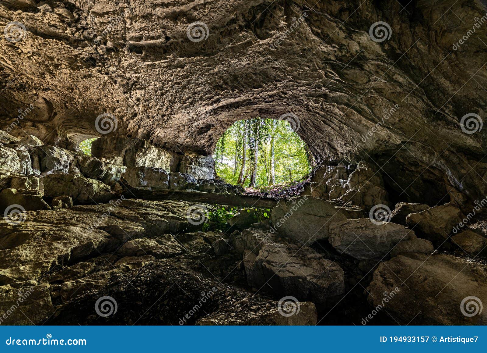 Exit from the Cave into the Forest Stock Image - Image of geology ...
