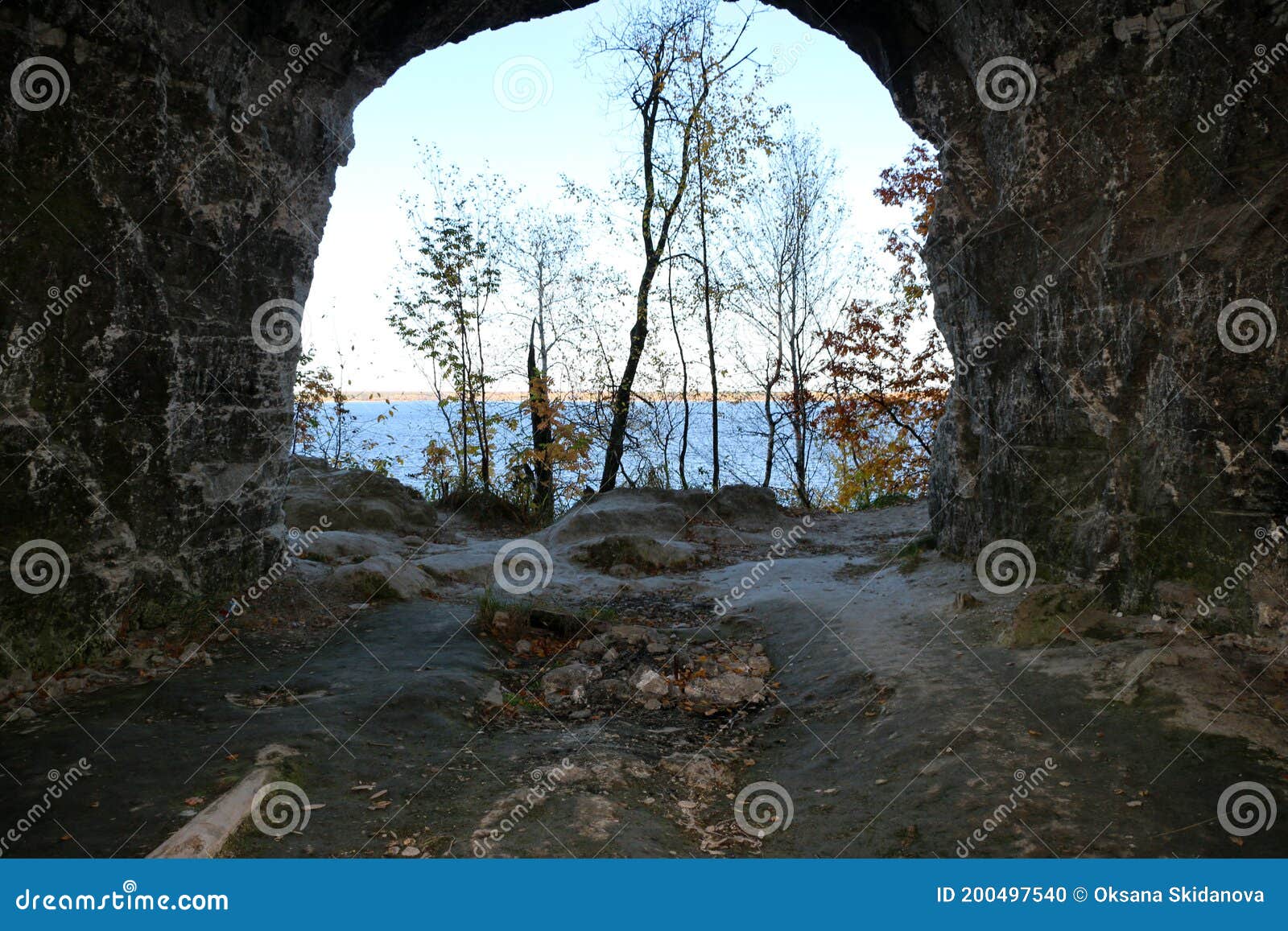 Exit from Cave, with Natural Stone Walls. Exit from Mountain To ...