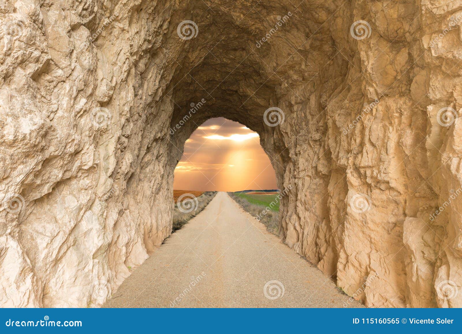 Exit from a Cave To a Beautiful Landscape Stock Image - Image of brown ...