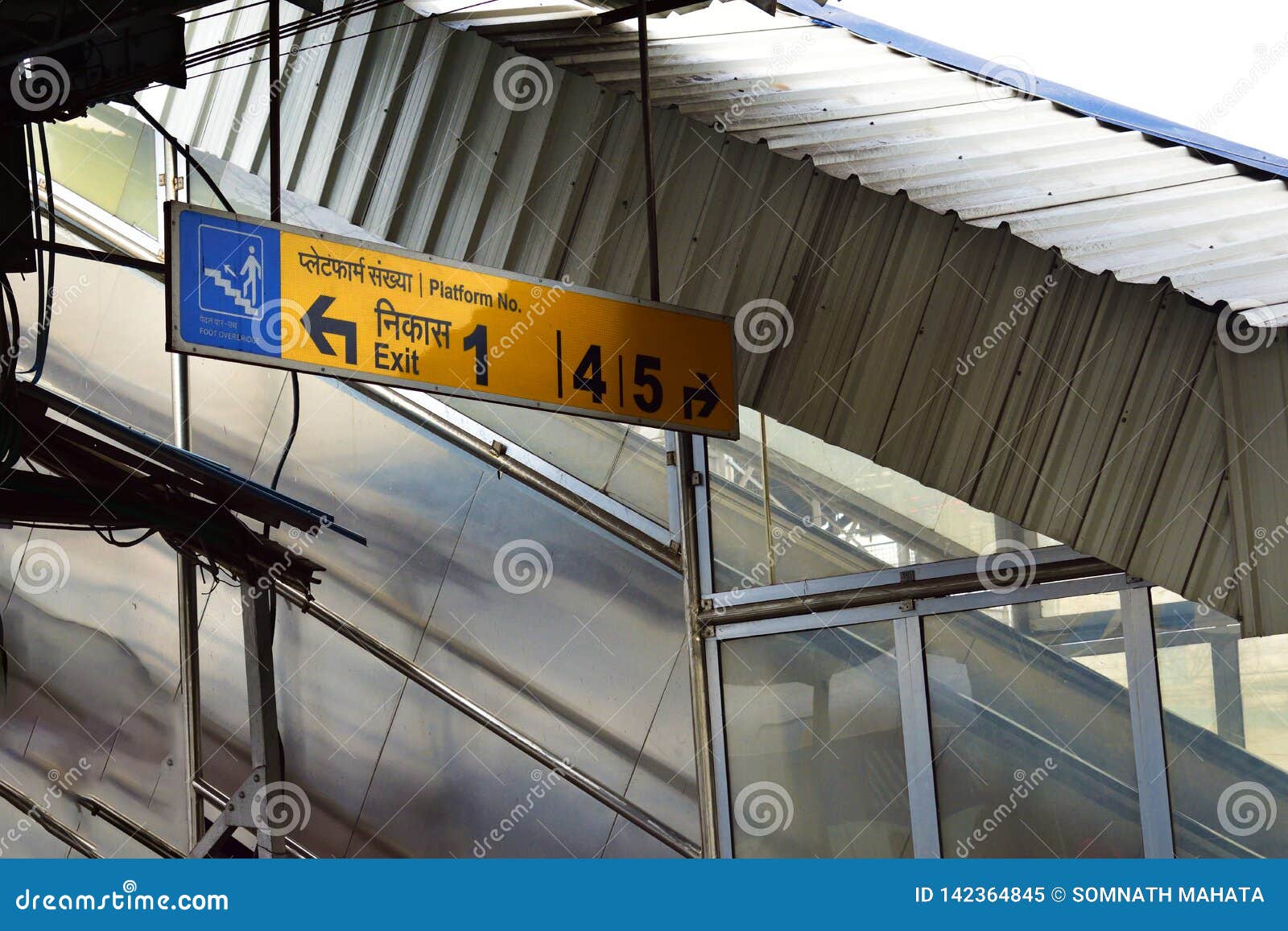 Exit Direction Board and Platform Direction Board Over a Stair of a ...