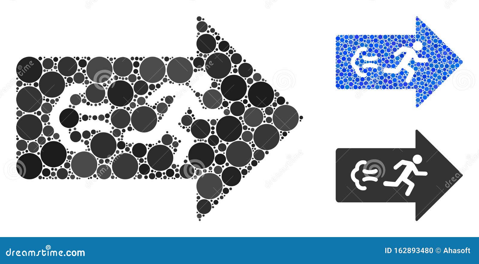 Exit Direction Mosaic Icon of Round Dots Stock Illustration ...