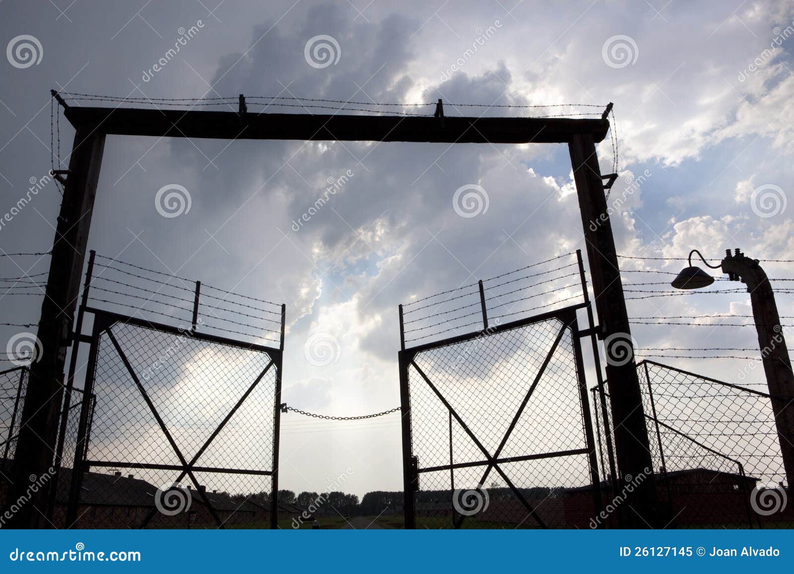 Exit Door and Barbed Wire Fence. Auschwitz Camp Editorial Image - Image ...