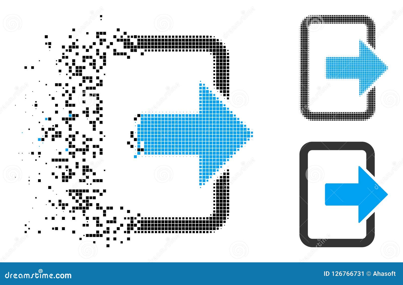Moving Pixel Halftone Exit Door Icon Stock Vector - Illustration of ...
