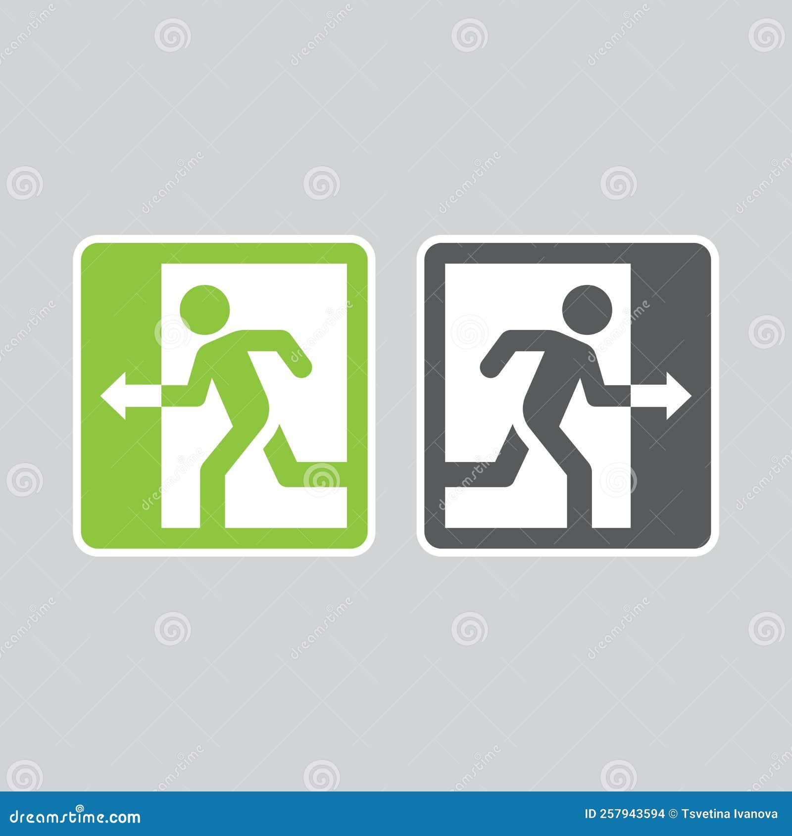 Exit Door with Man Running Vector Sign Stock Vector - Illustration of ...