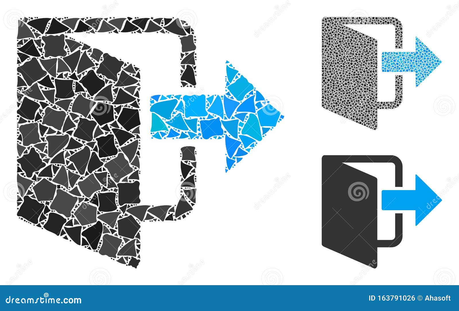 Exit Door Mosaic Icon of Abrupt Items Stock Vector - Illustration of ...