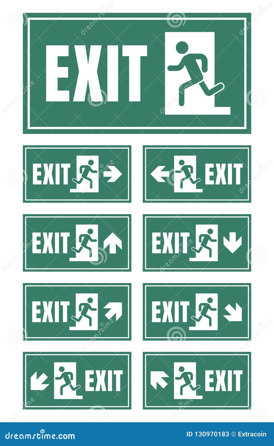 Exit Door Sign Set, Emergency Fire Exit Label Stock Vector ...