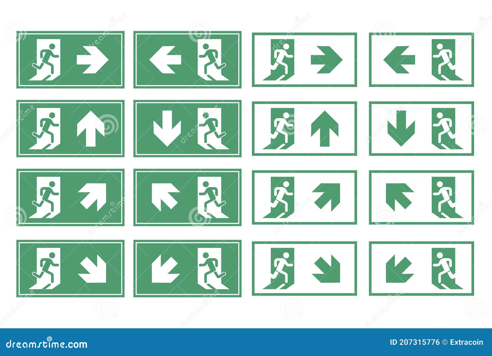 Exit Door Sign Set, Emergency Fire Exit Label Stock Illustration ...