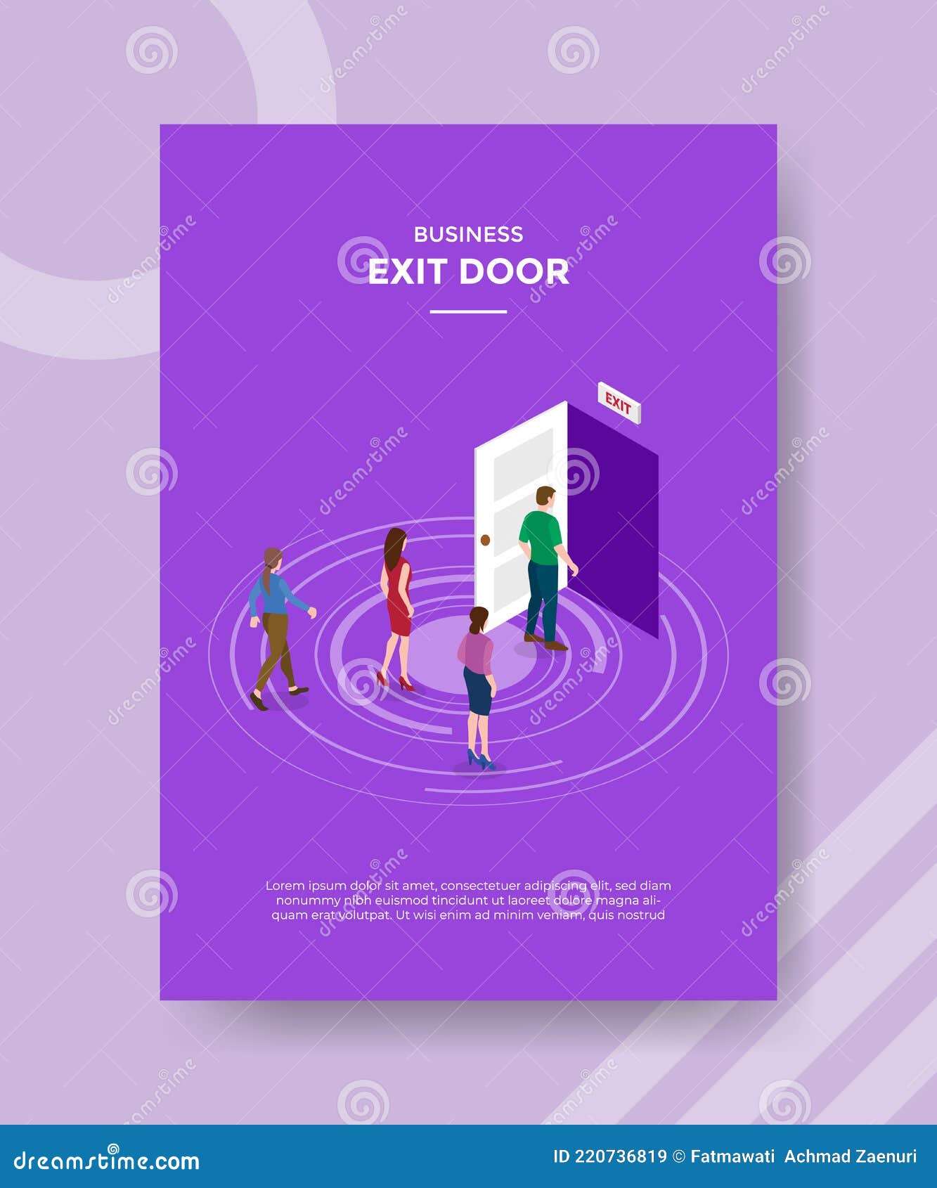 Exit Door Strategy Concept for Template Banner and Flyer with Isometric ...