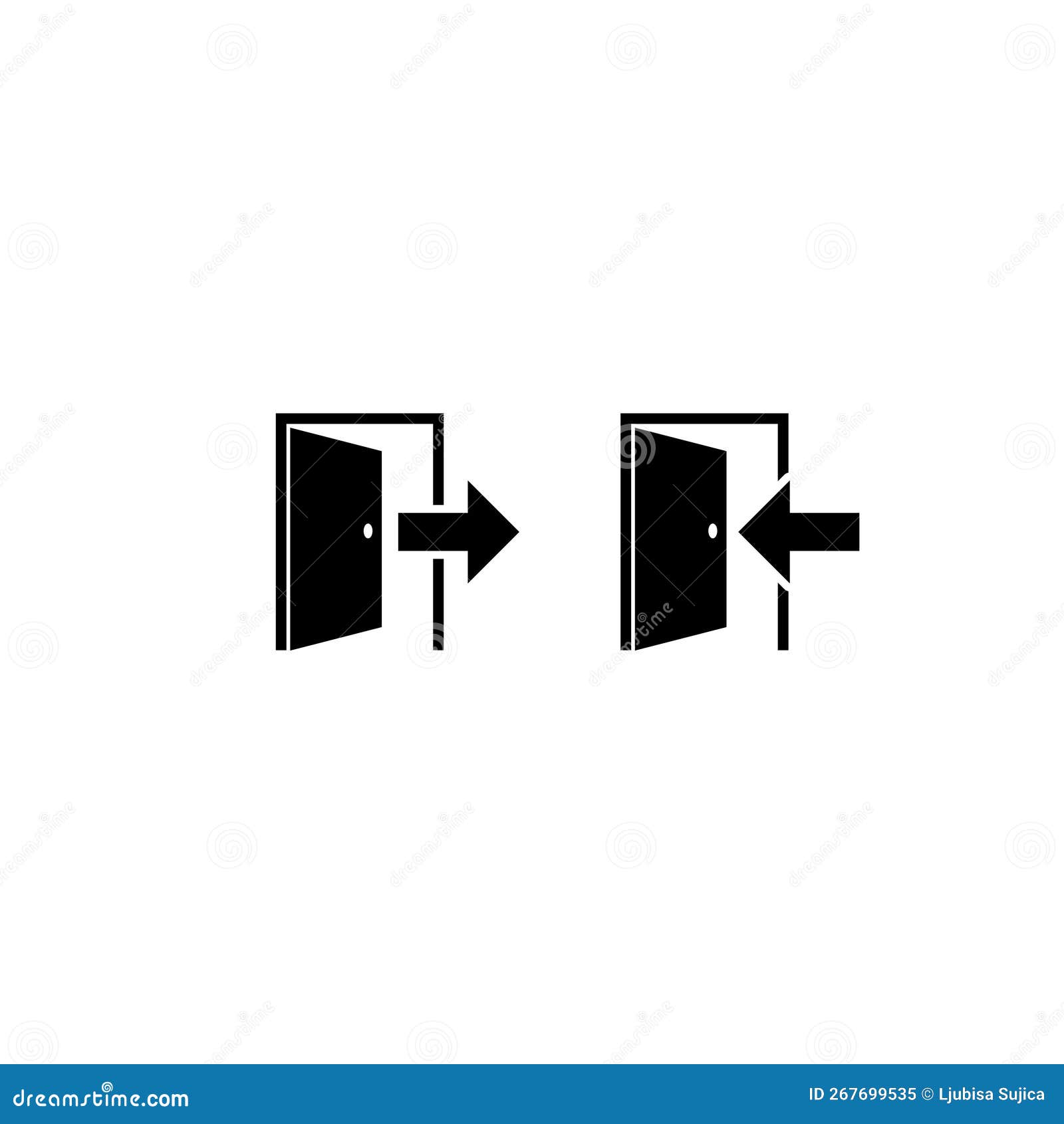 Exit And Enter Door With Arrow Symbol Isolated On White Background ...