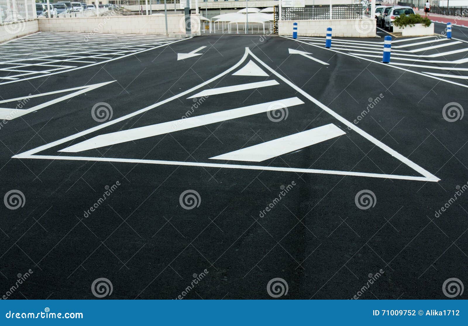 Exit and Entrance from a Town-centre Car Park with Arrow Painted Stock ...