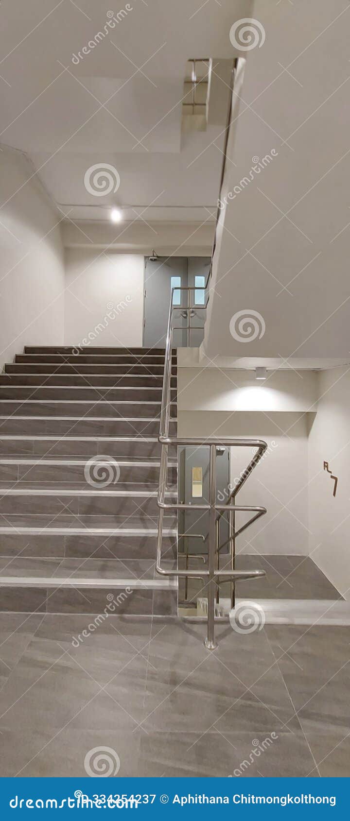 Exit Fire Cement Staircase Walk Way Landing Up or Down in Building ...