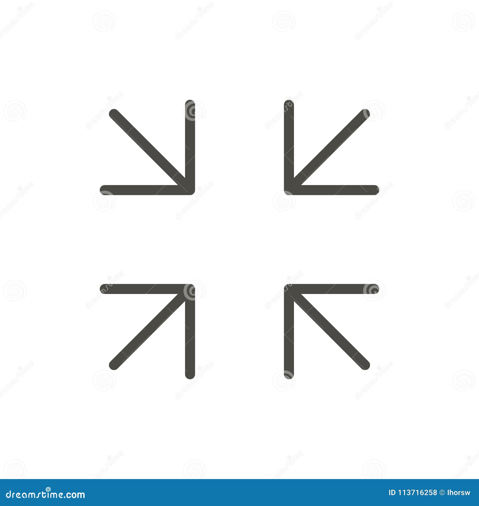 Exit Full Screen Arrows Vector Icon On White Background. Flat Vector ...