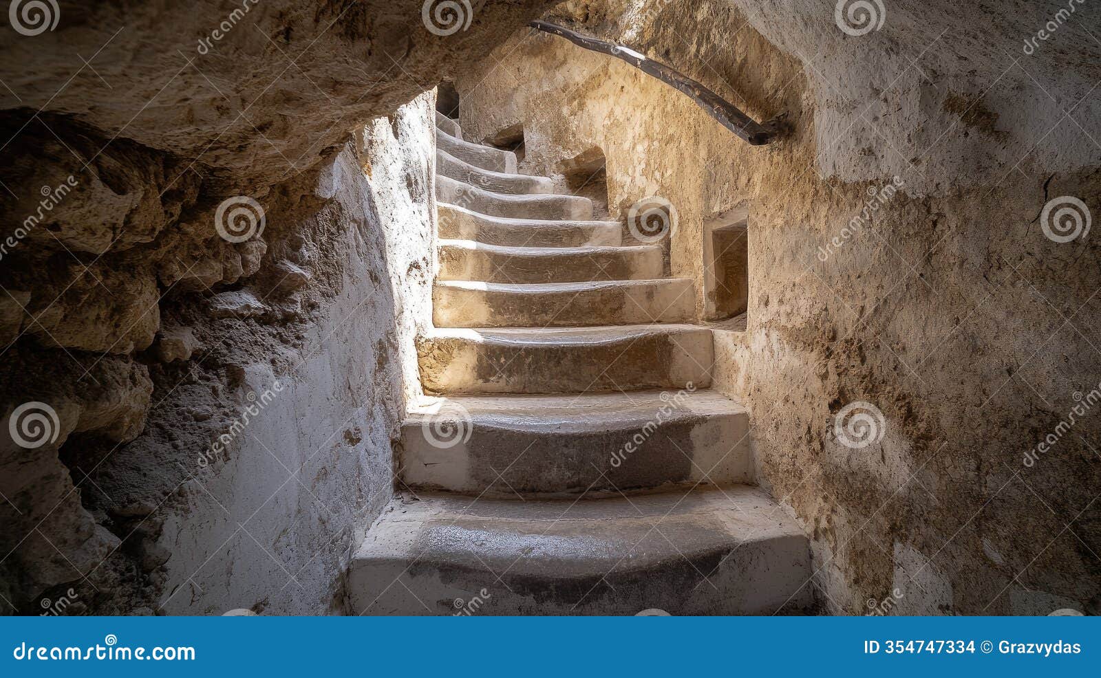 Exit Gate of a Cave. Tunnel with Rugged Rock Walls and Soft Light ...