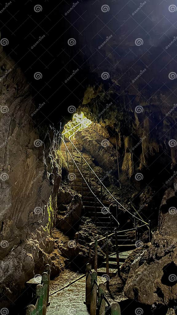 Stairs To the Exit Gate of a Cave Stock Photo - Image of nature ...