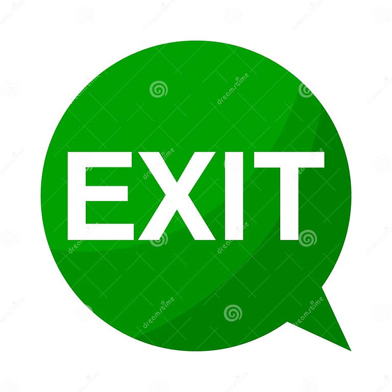 Exit, Green Speech Bubble stock vector. Illustration of geometric ...