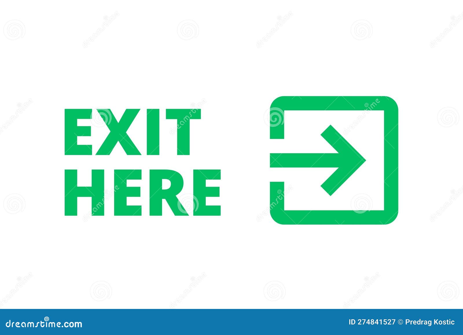 Exit here sign stock illustration. Illustration of sign - 274841527