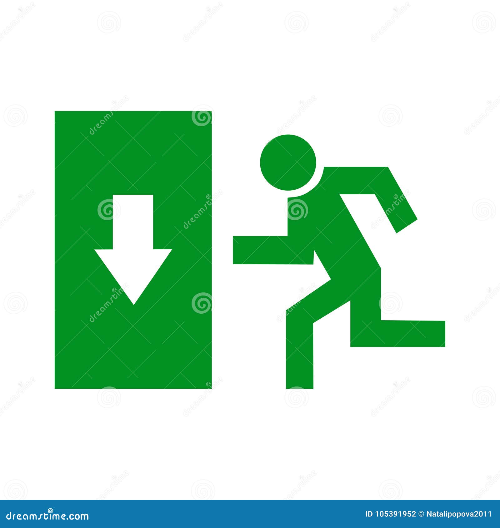 The Exit Icon. Emergency Exit. Green Icon on a White Background Stock ...