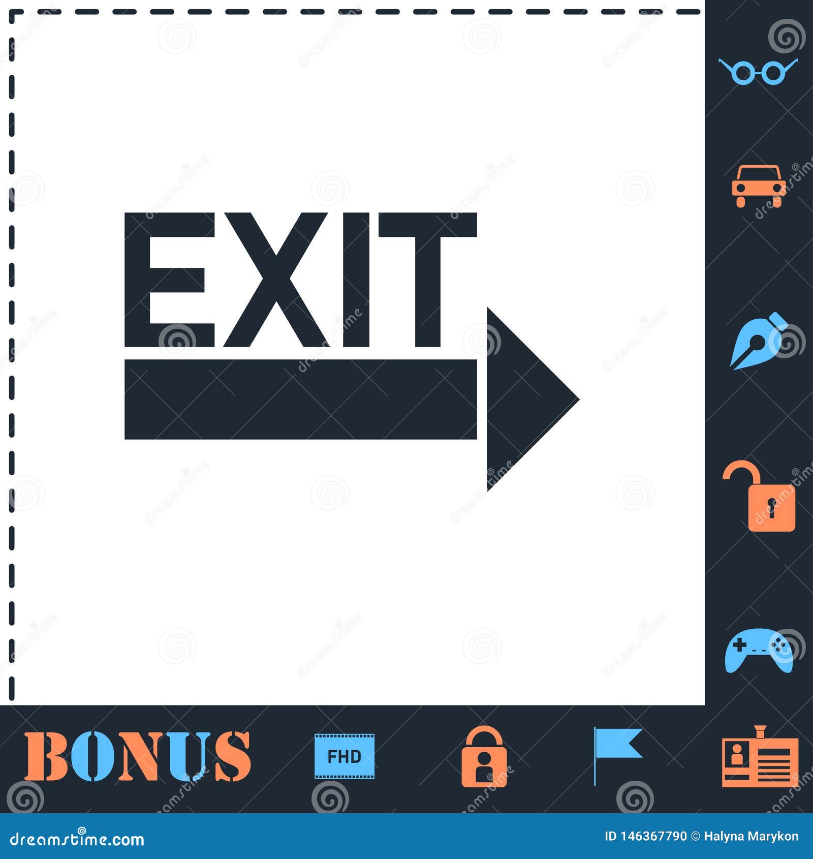 Exit icon flat stock vector. Illustration of logout - 146367790