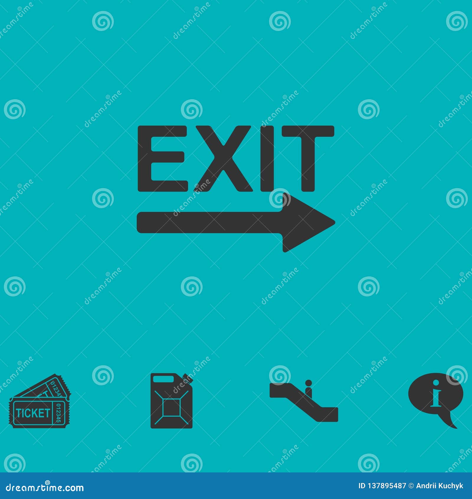 Exit icon flat stock vector. Illustration of internet - 137895487