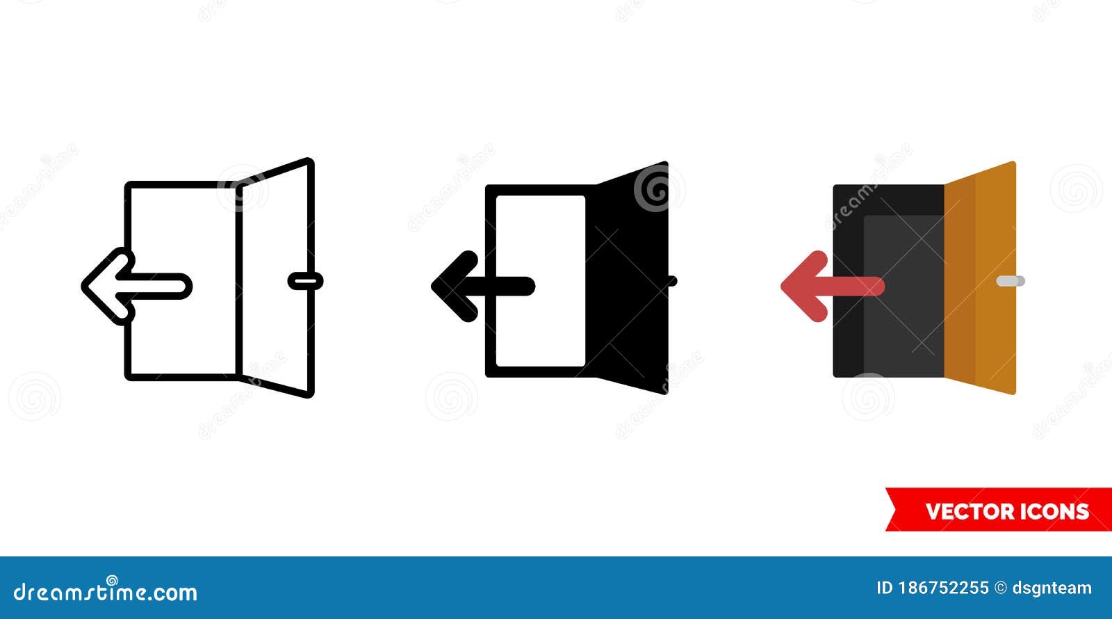 Exit Icon of 3 Types. Isolated Vector Sign Symbol. Stock Vector ...