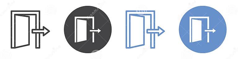 Exit Icon Flat Line Symbol Set Stock Vector - Illustration of entry ...
