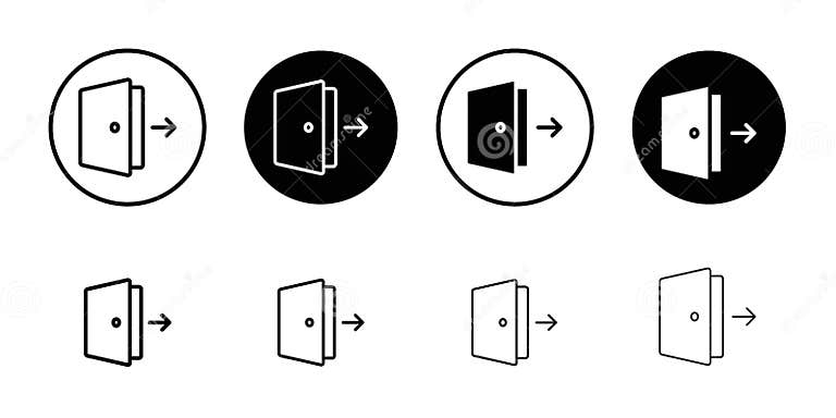 Exit Icon Outline Vector for Web Ui Stock Illustration - Illustration ...