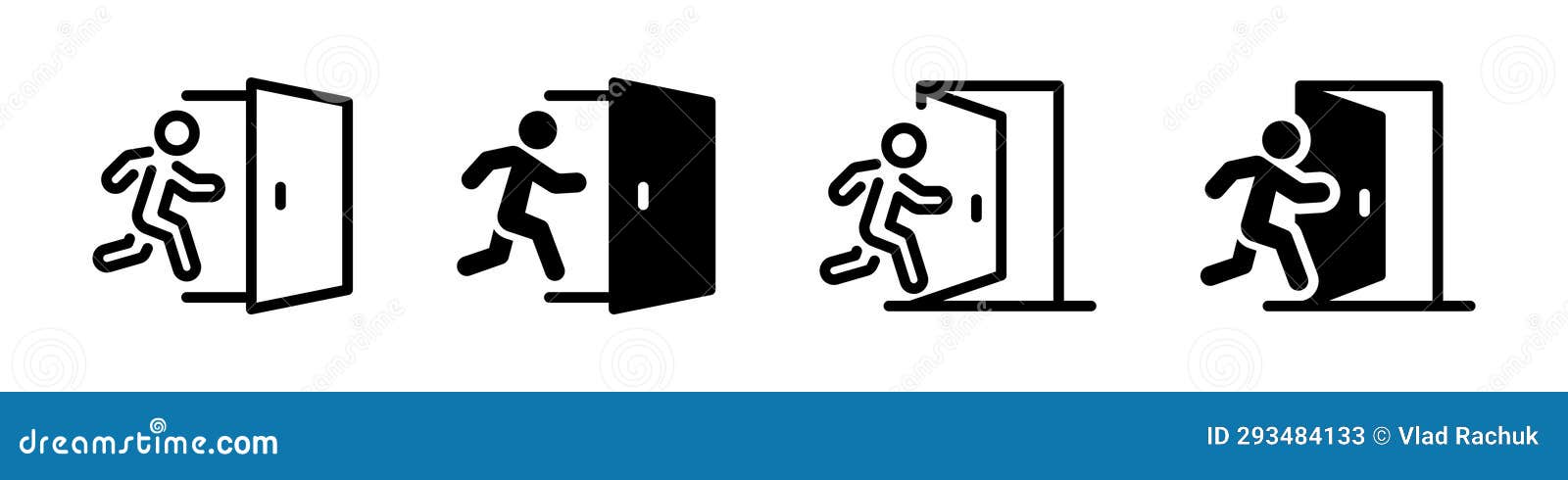 Exit Icons. Evacuation Exit. Escape Icons Stock Vector - Illustration ...