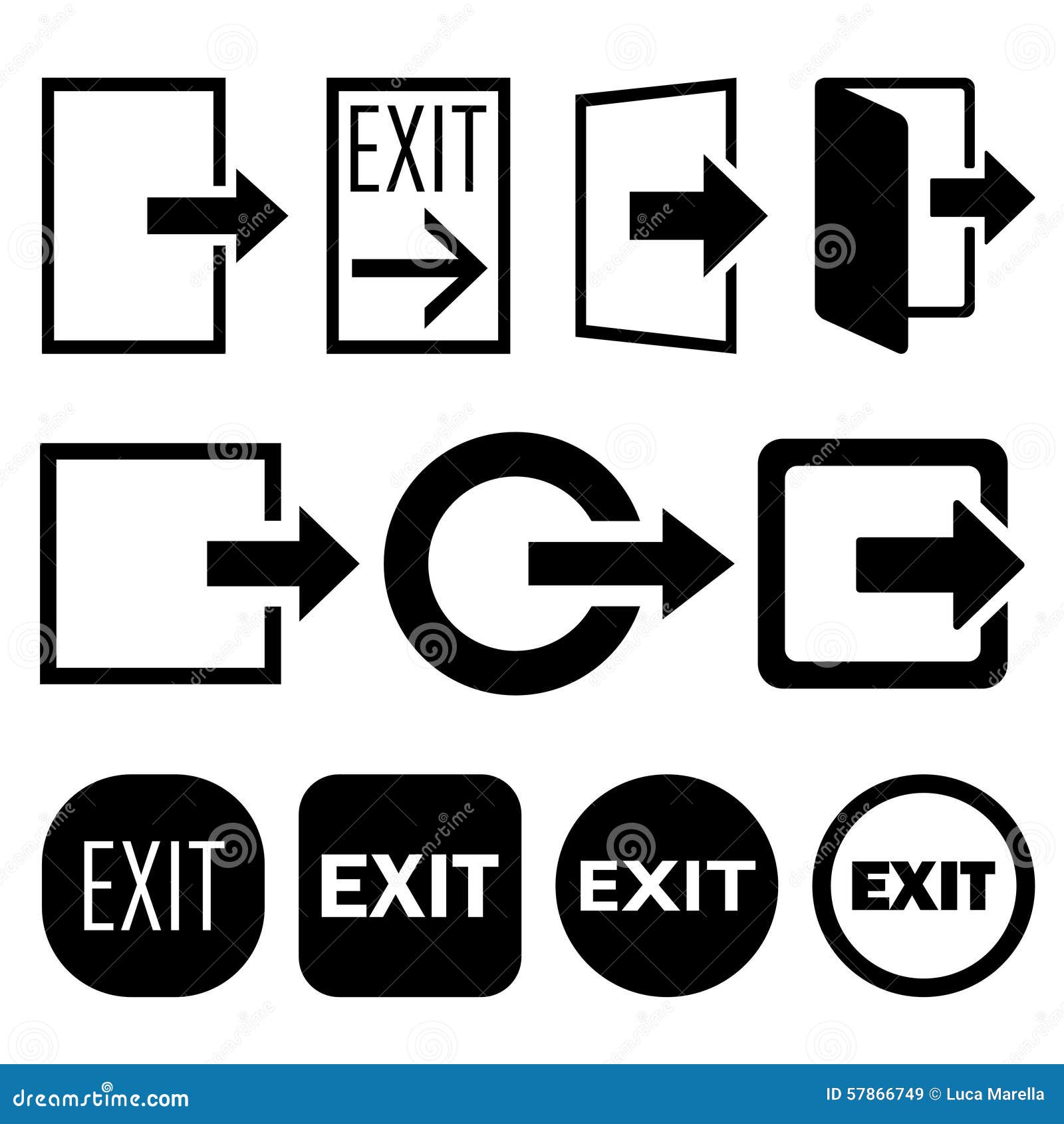 Exit Icons On Color Glossy, Rectangular Menu Button Vector Illustration ...